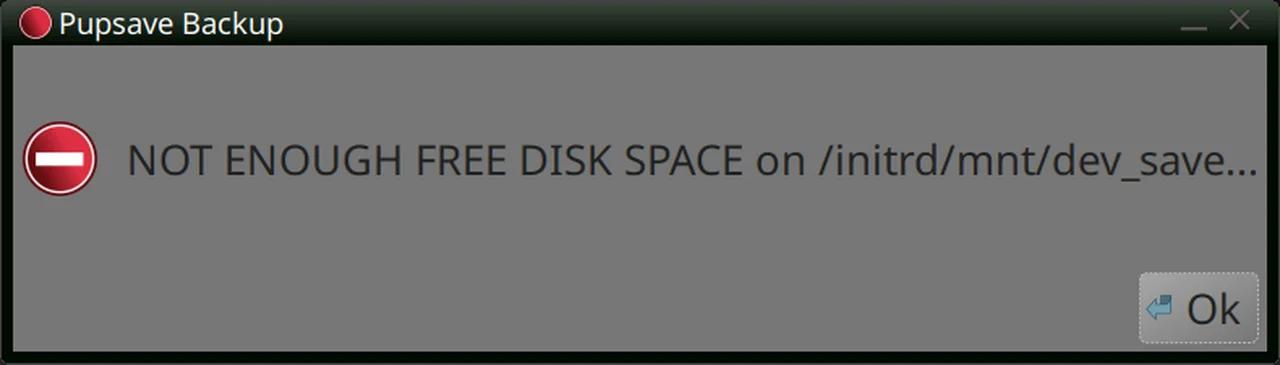 NOT ENOUGH FREE DISK SPACE - A