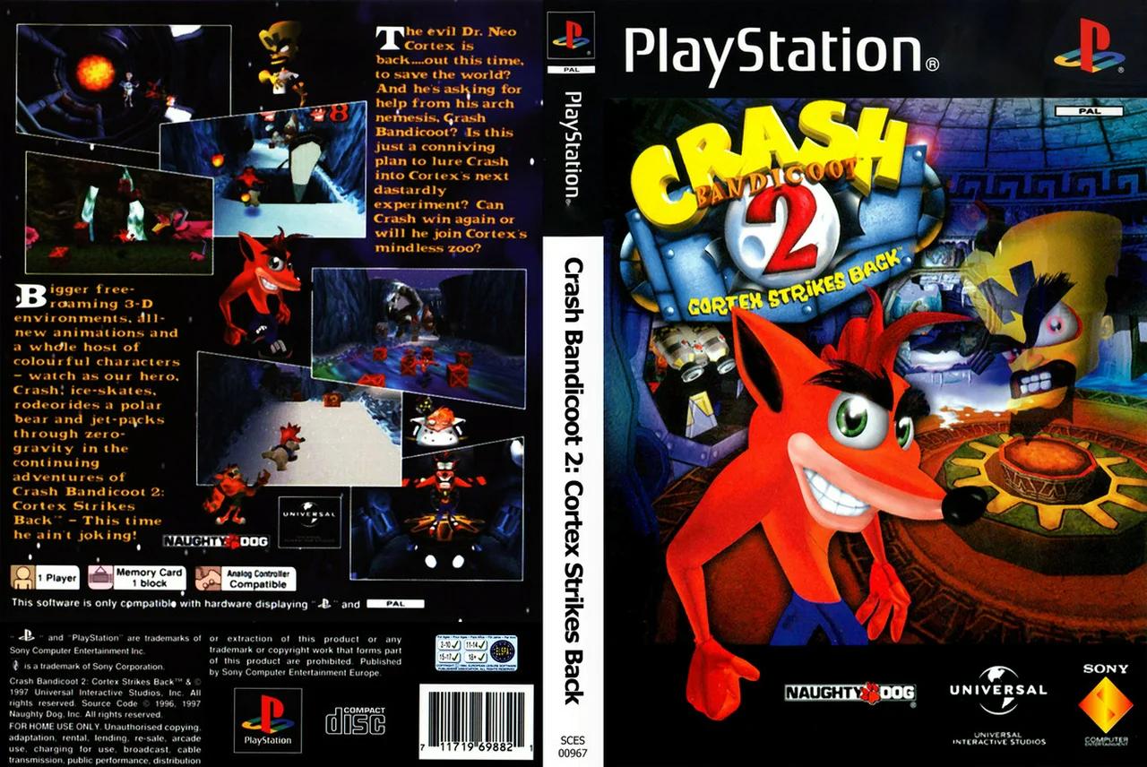 CRASH BANDICOOT 2 CORTEX STRIKES BACK COVER PS2 VERSION - CARATULA ...