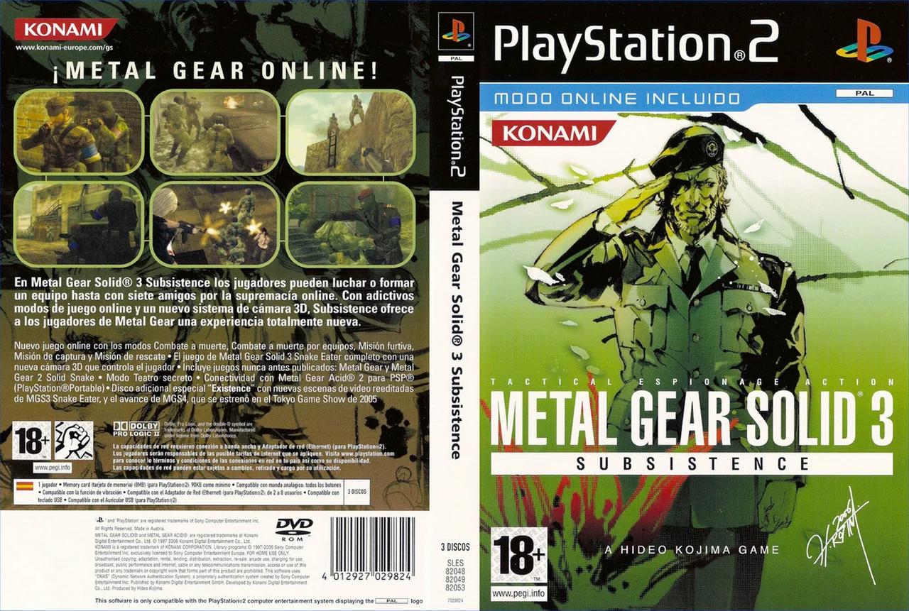 METAL GEAR SOLID 3 SUBSISTENCE COVER - CARATULA PLAYSTATION 2 PS2COVERS
