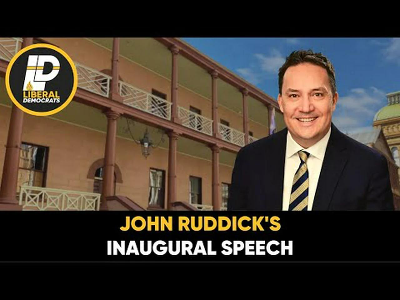 John Ruddick MLC - Inaugural Speech - NSW Parliament