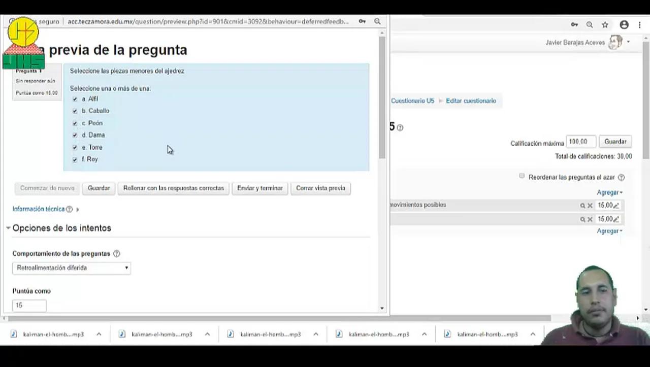 Crear un cuestionario con 5 preguntas de distinto tipo