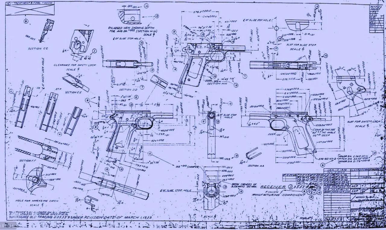 Colt 1911 Blueprints + redraws
