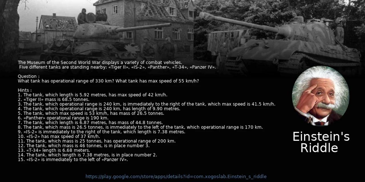 Einstein's Riddle about World War II Tanks