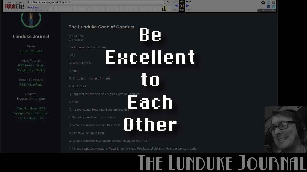 The Best Code of Conduct: Be Excellent to Each Other