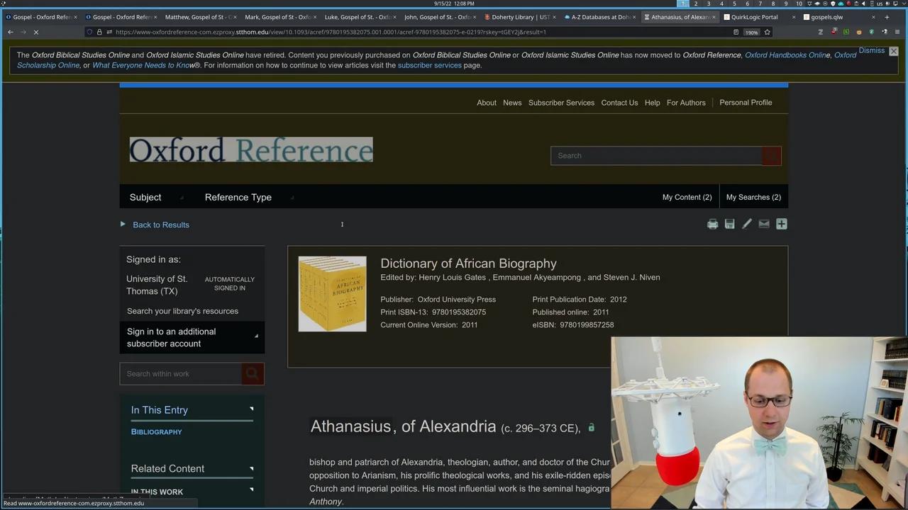 Oxford Reference Website: Theology & History Usage Guide