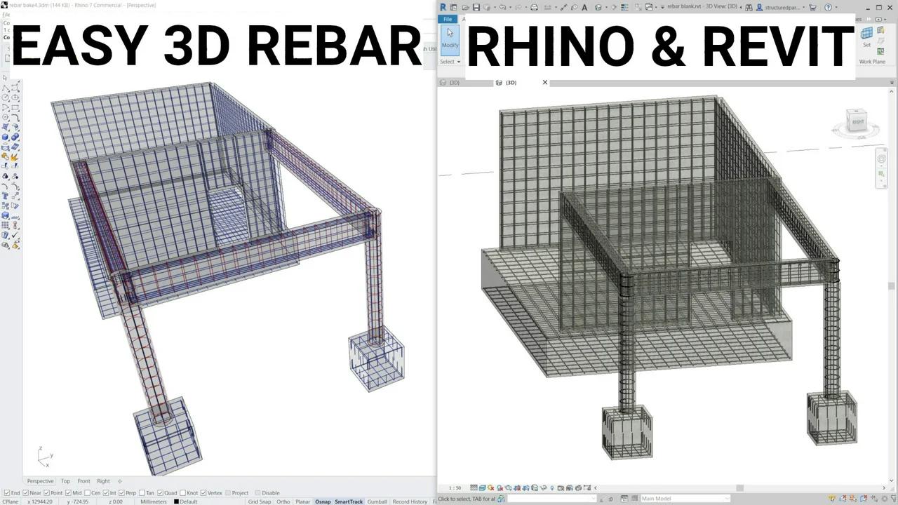 Easy 3D rebar - Rhino & Revit. Quick parametric reinforcement detailing with grasshopper.