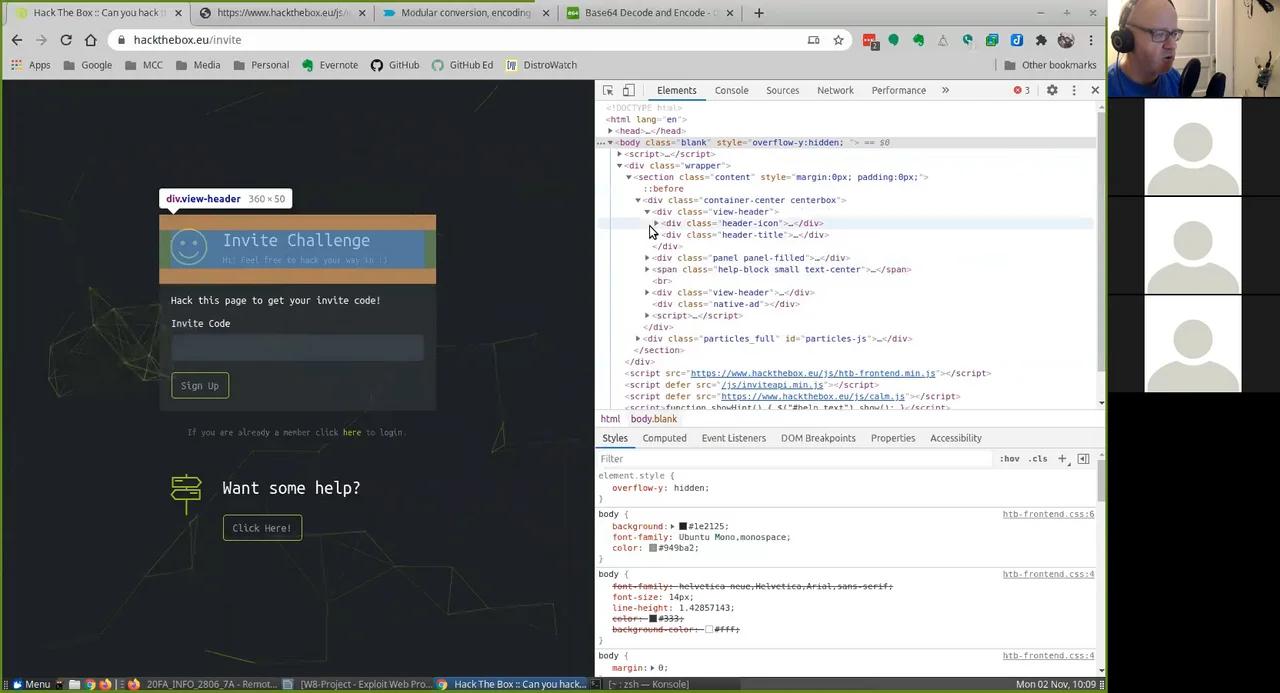 Live Hackthebox Eu Invite Code Demo 11 2 2020