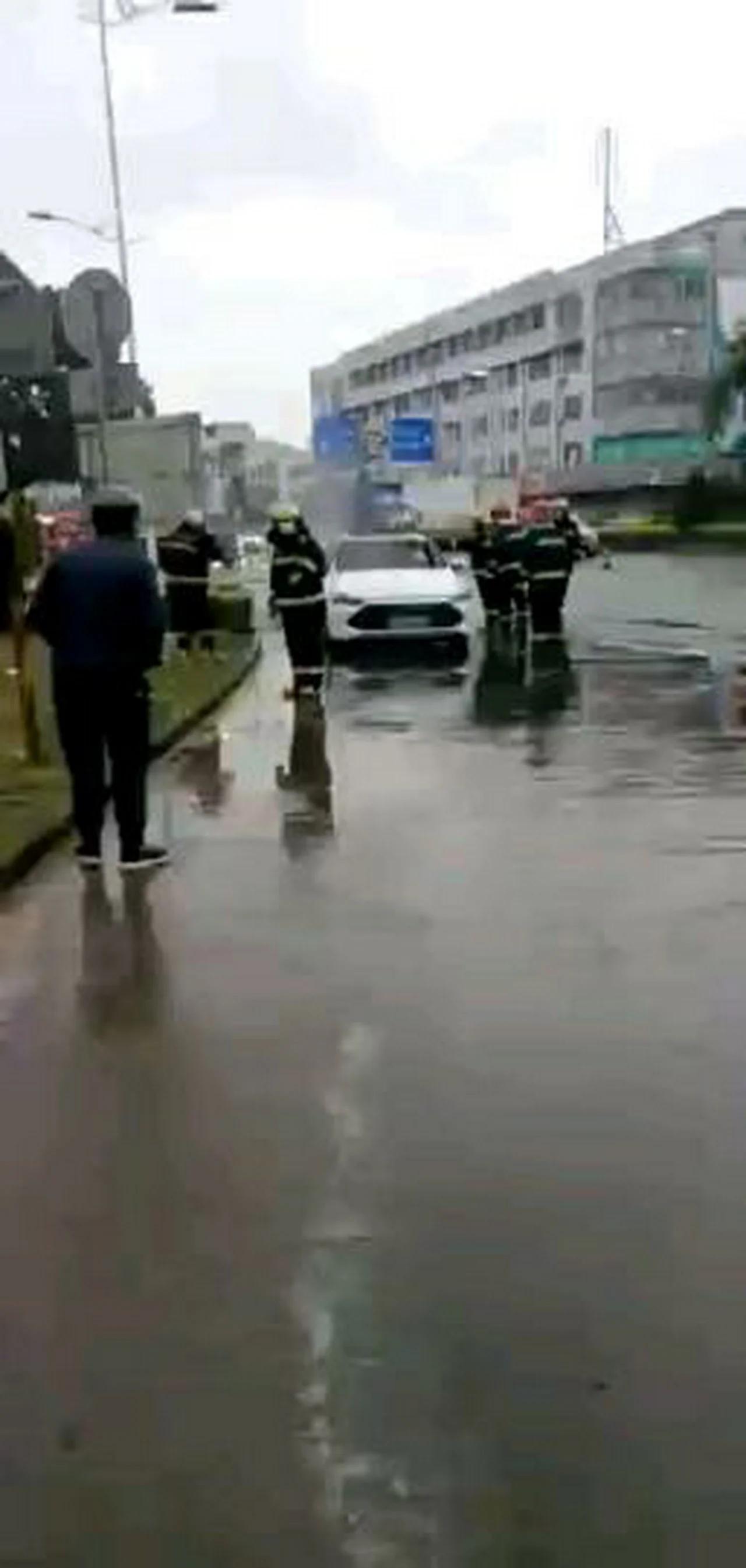 A BYD car was on fire accidently