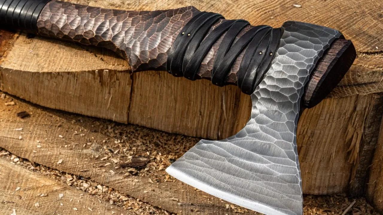 HAND FORGED AXE “DEMETER” WITH LEATHER COVER