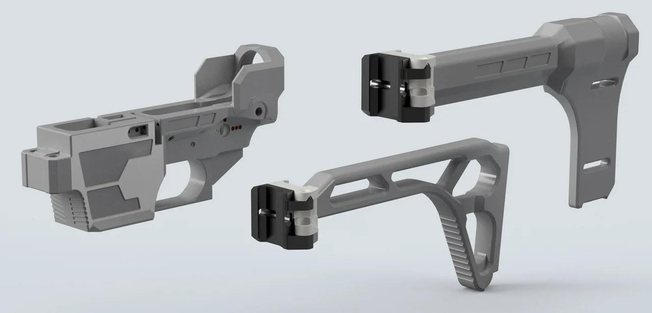 NOBU - 3d printed receiver for BC-9 bufferless upper PLUS folding stock ...