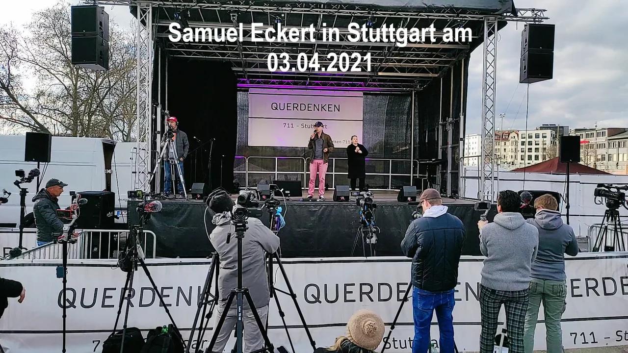 Samuel Eckert in Stuttgart auf der Demo am 03.04.2021