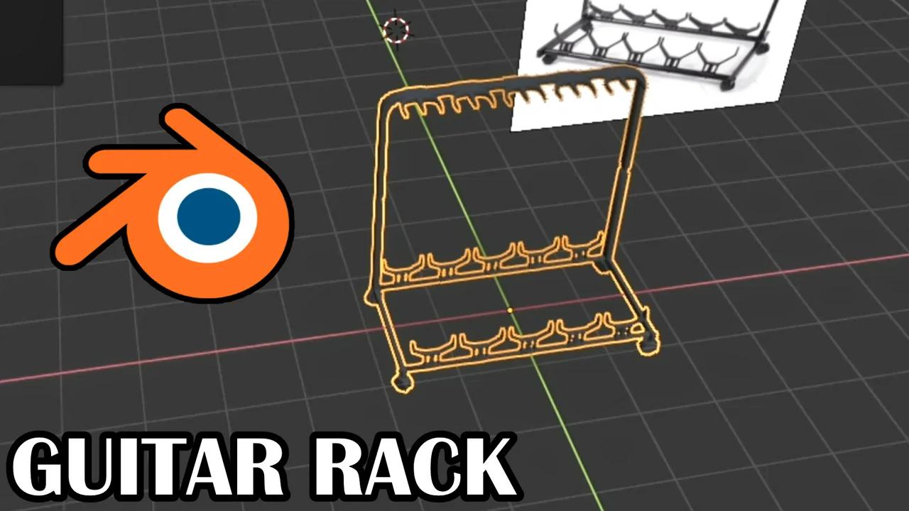 Modeling Low Poly Guitar Rack In Blender (TIMELAPSE)