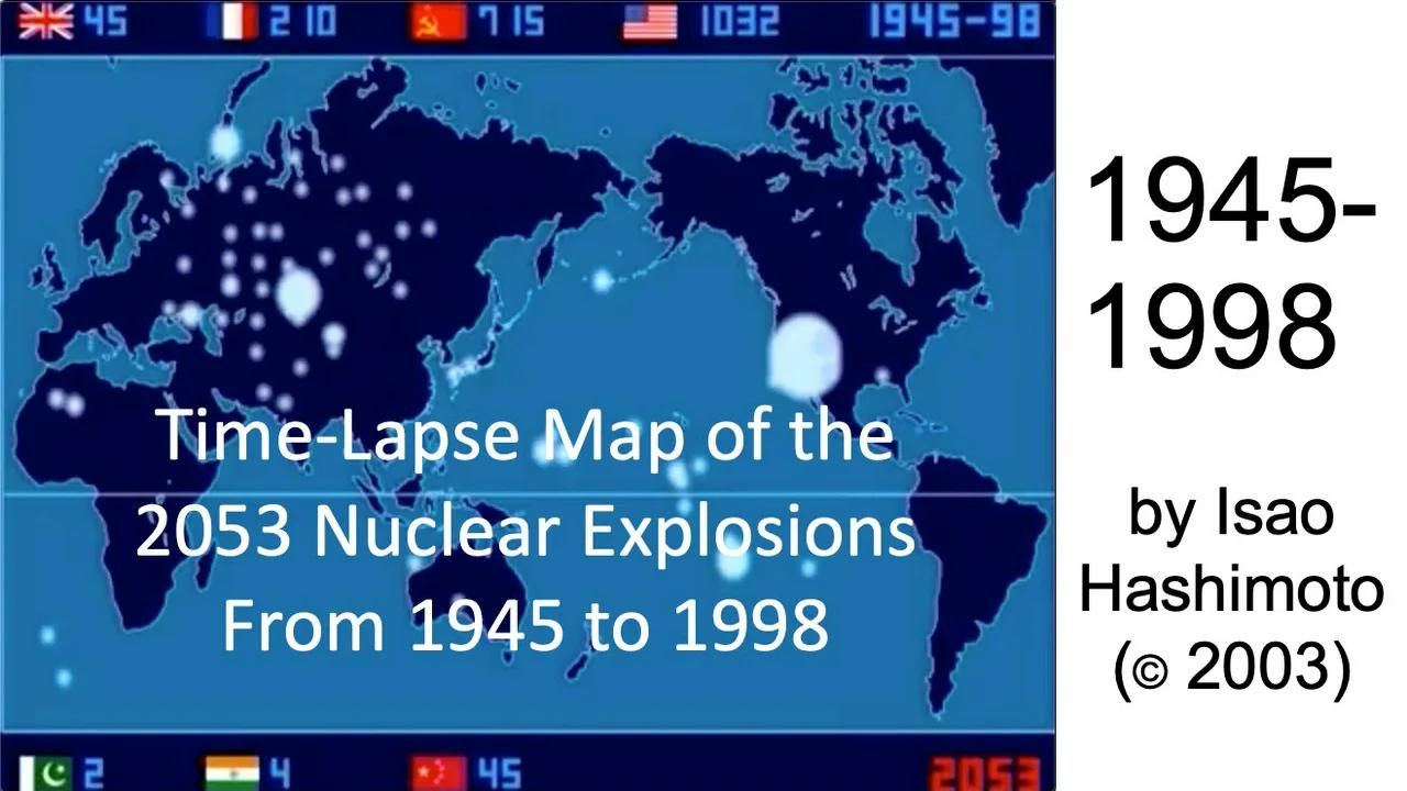 “1945-1998” by Isao Hashimoto - Time-Lapse Map of 2053 Nuclear Detonations