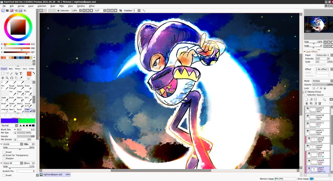 [Speedpaint] NiGHTS Into Dreams Wallpaper (SAI 2)