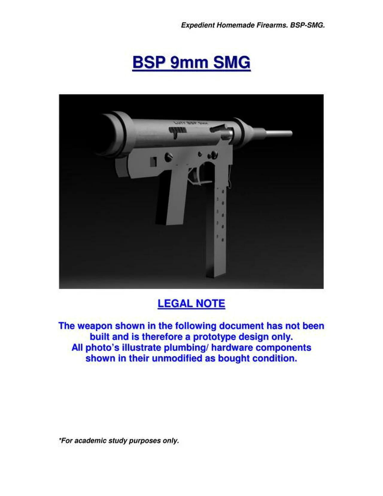 Expedient Homemade Firearms BSP 9mm SMG P.A Luty