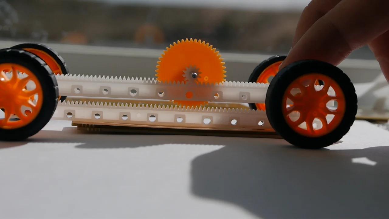 Gear moving due to energy storage and stick slip hysteresis.