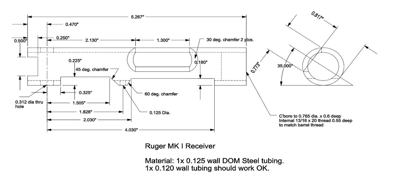 Ruger MK1 Recevier Drawing