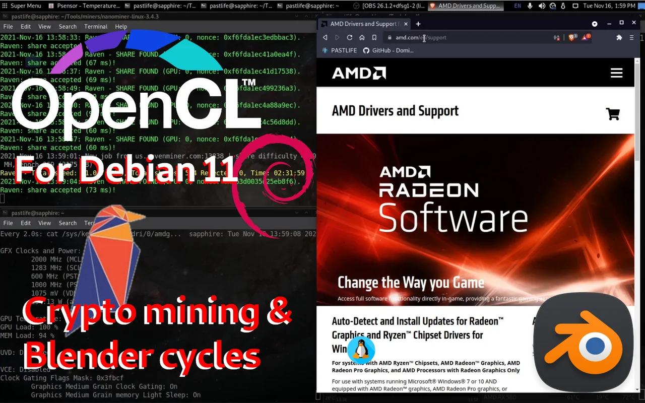 Installing OpenCL packages from AMD for crypto mining and blender cycles - Debian Bullseye