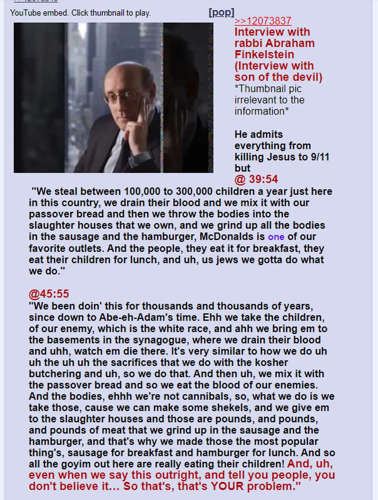 Interview with rabbi Abraham Finkelstein (Interview with son of the devil)