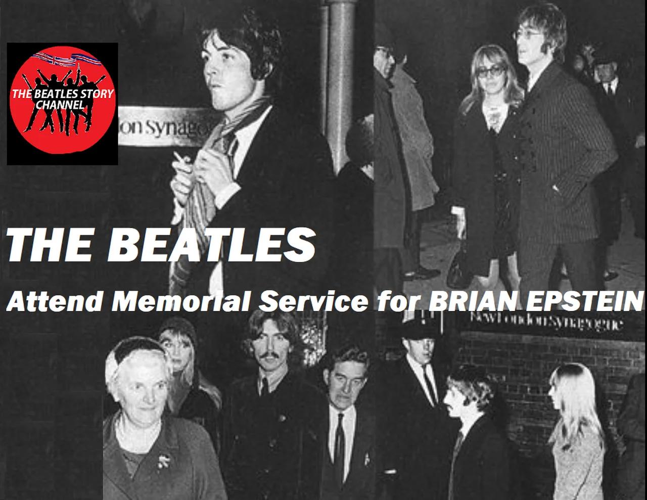 THE BEATLES ATTEND MEMORIAL SERVICE FOR BRIAN EPSTEIN, 1967