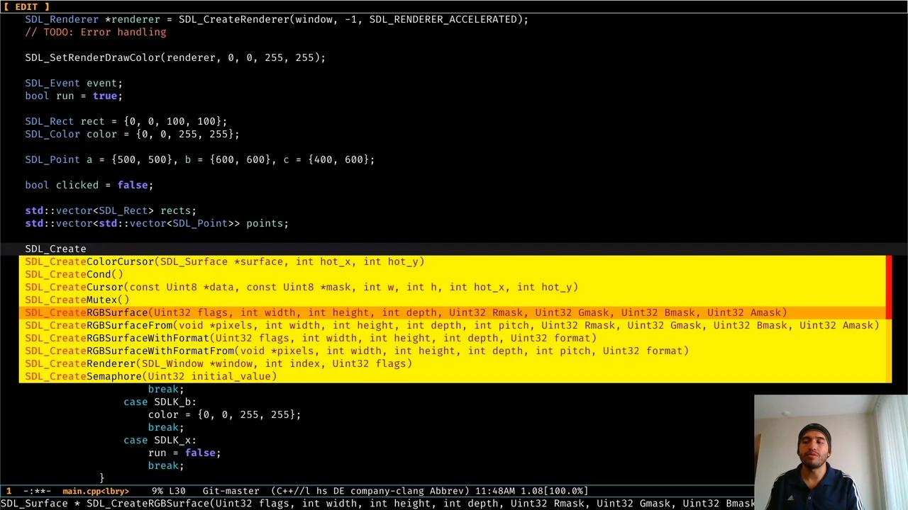 Code completion with company-mode! (Emacs)
