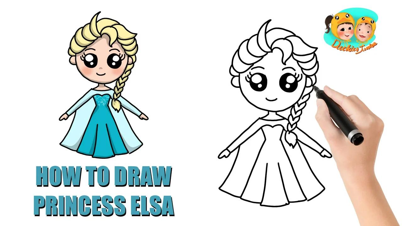 HOW TO DRAW CUTE ELSA FROM FROZEN | Easy Drawing