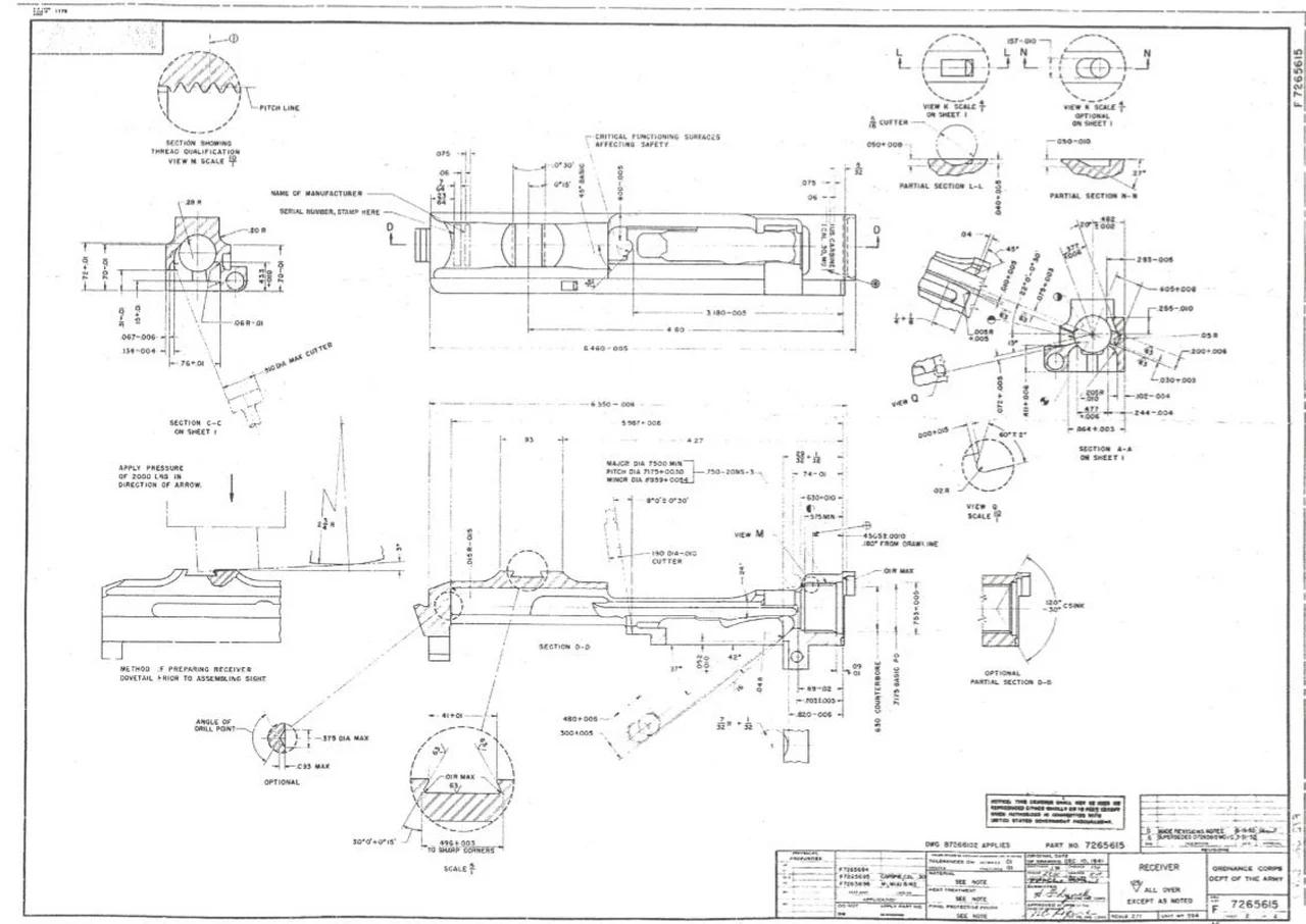 M1 Carbine Partial Drawing Set