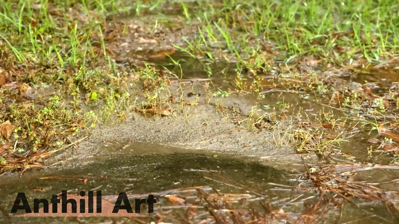 Timelapse: Fire Ant Hill Completely Underwater from the Rain; Survives and Rebuilds