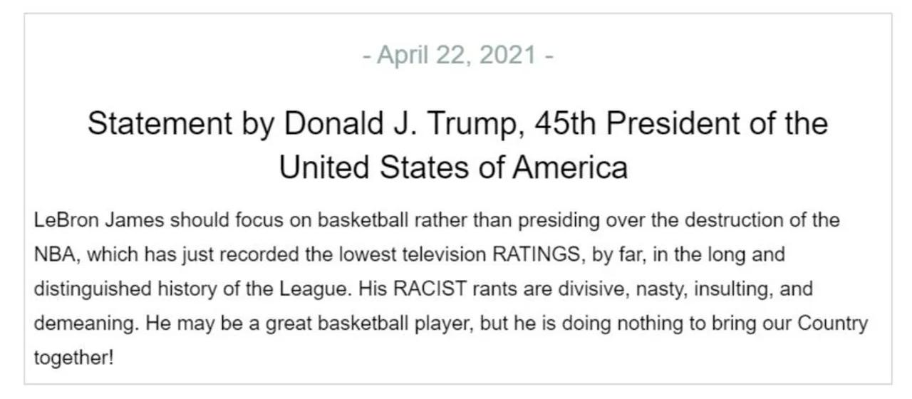 President Donald Trump Statement 4/22