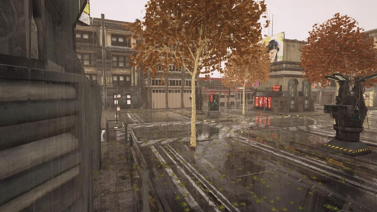 Twinmotion Animation Test 1 - DownTown with rain and vegetation.