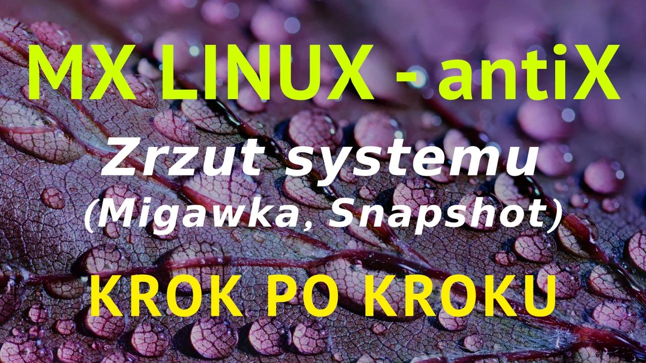 Narzędzie MX Zrzut systemu (migawka, snapshot) w MX Linux i antiX - jak to zrobić krok po kroku ...