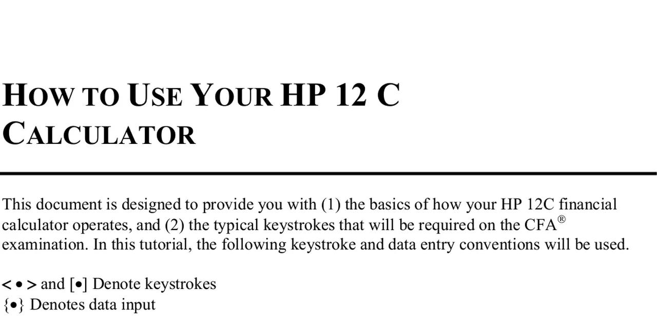 How to use your HP 12C Calculator