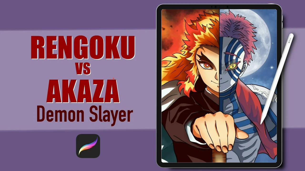 How to draw RENGOKU KYOJURO VS AKAZA | Demon Slayer | Mugen Train ...