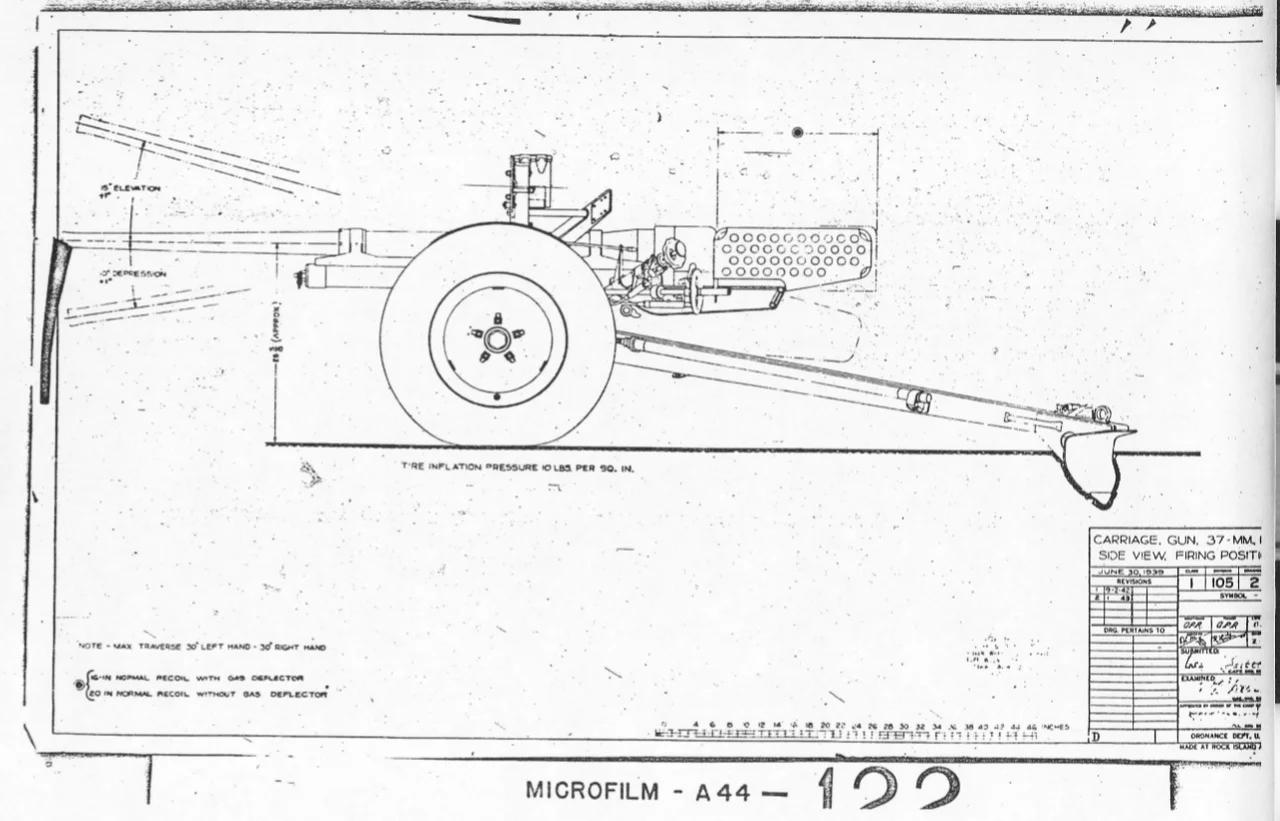 Complete M3a1 37mm Anti-Tank Gun Technical Data Package