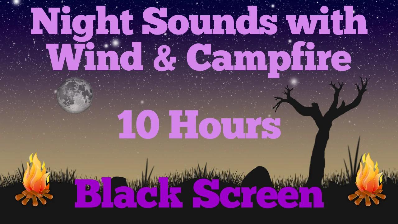 Relaxing Night Sound for Sleeping 🌙 Night Noise with Wind & Campfire ...