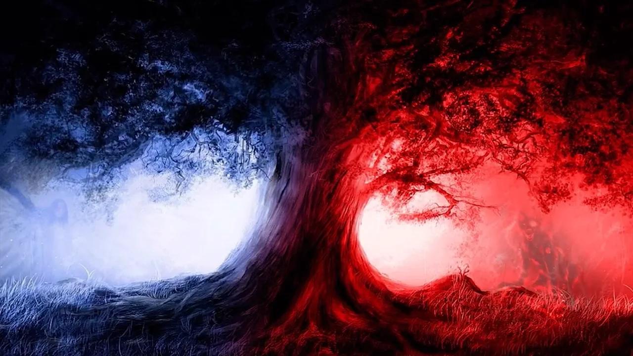 Red and Blue Pillars -Luciferian Symbolism (White Rabbit)