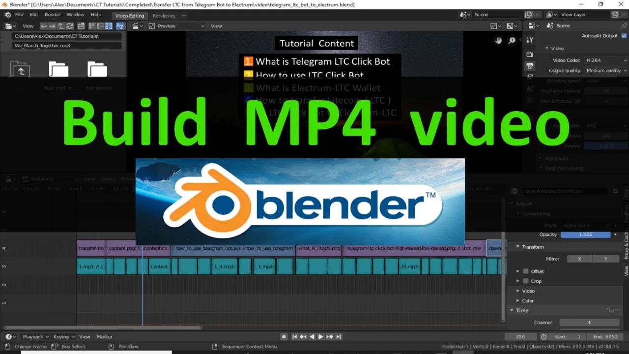 How to build mp4 video with audio in Blender
