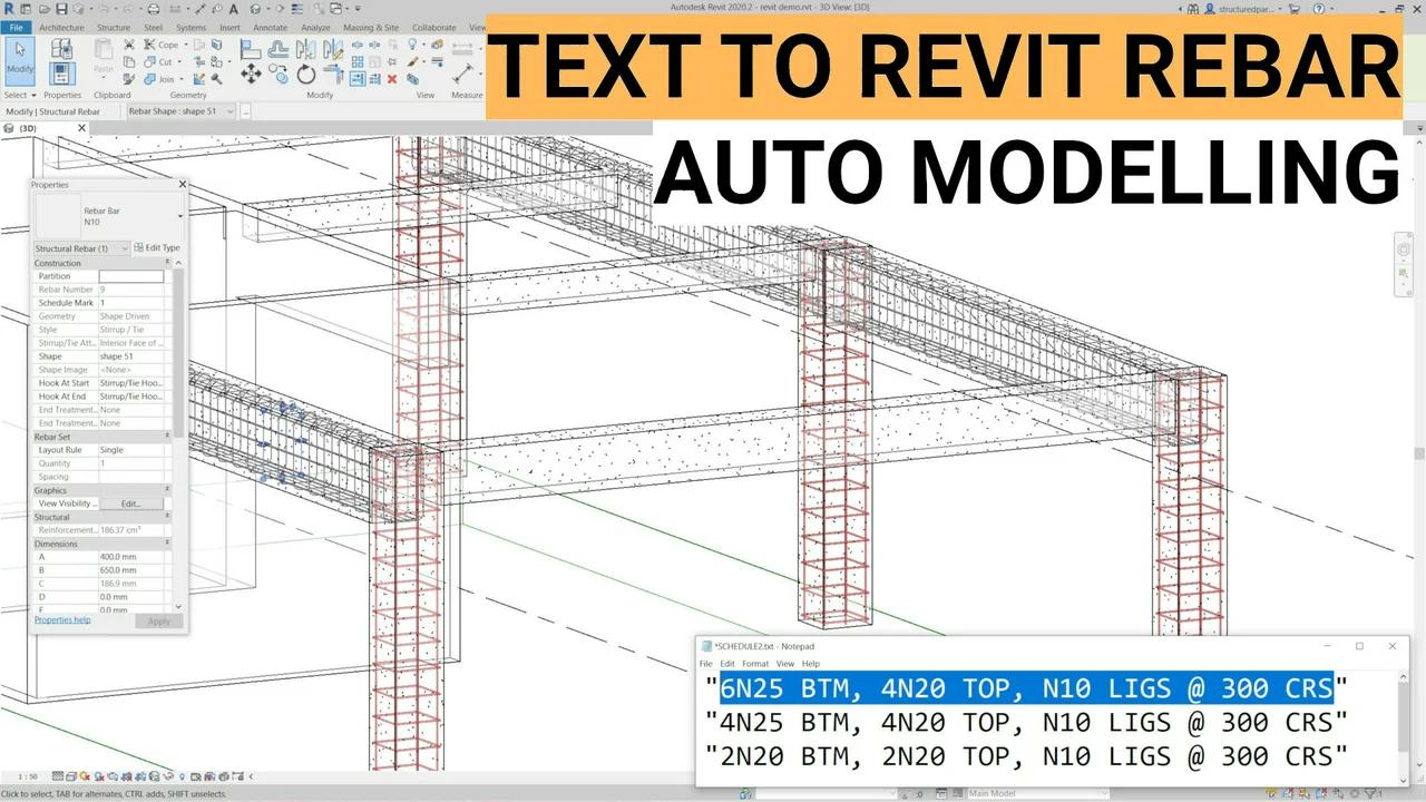 Text to Revit rebar. Schedule to modelled bars in one click.