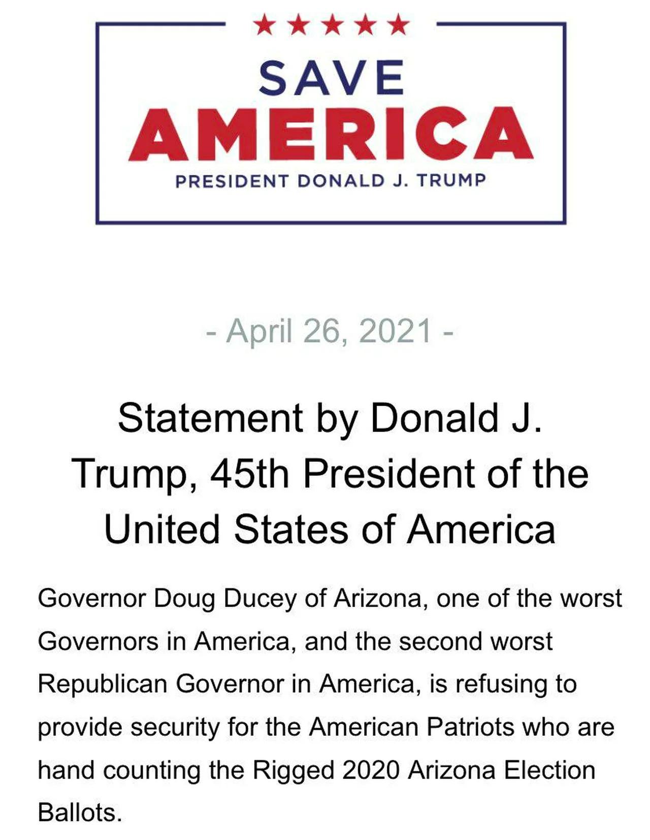 President Donald Trump Statement 4/26