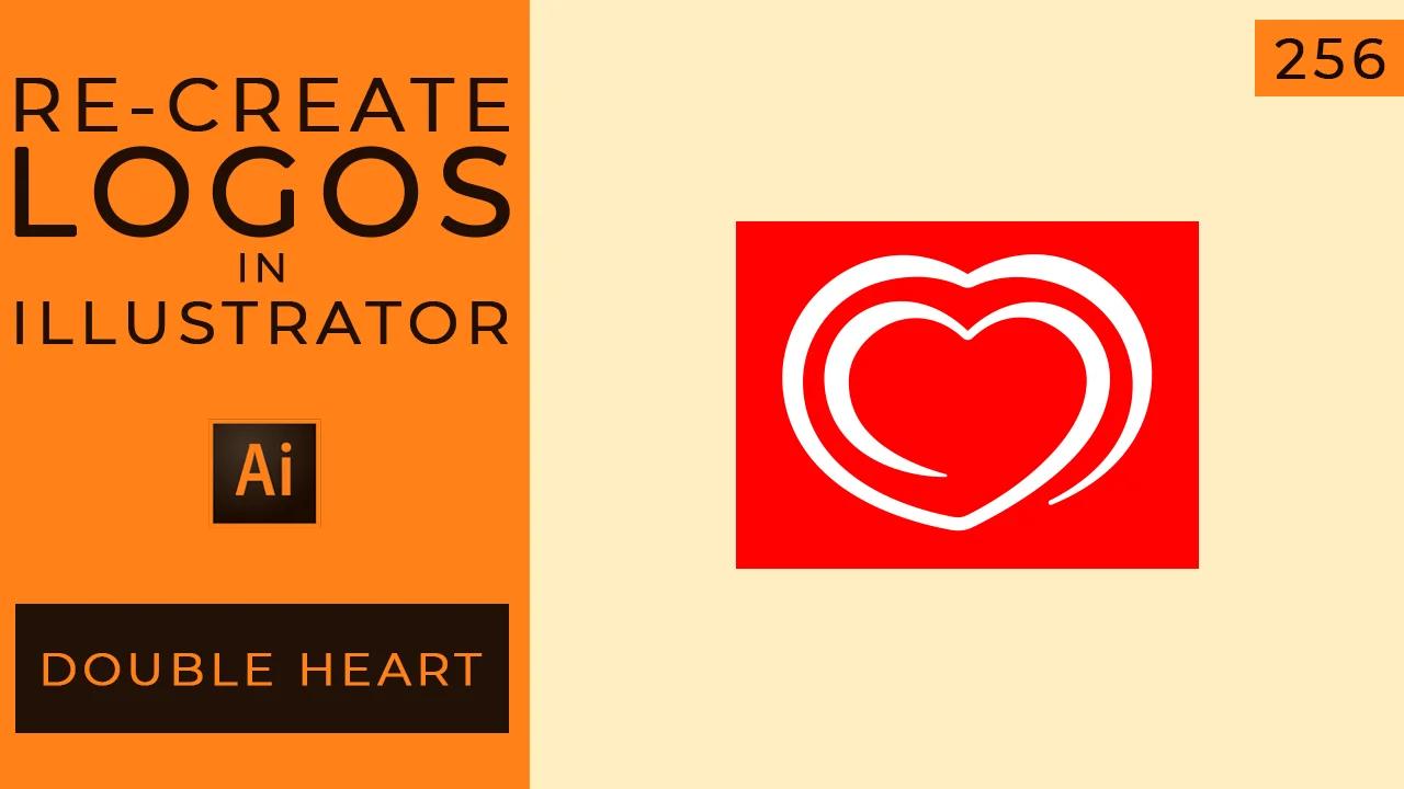 Create an interlocking double heart logo design in Adobe Illustrator