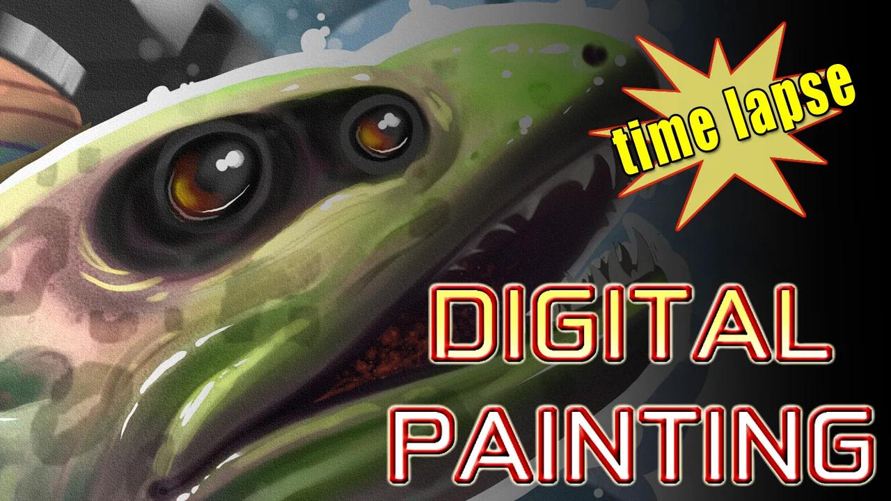 MORAY FISH TATTOO MACHINE DIGITAL PAINTING TIME LAPSE