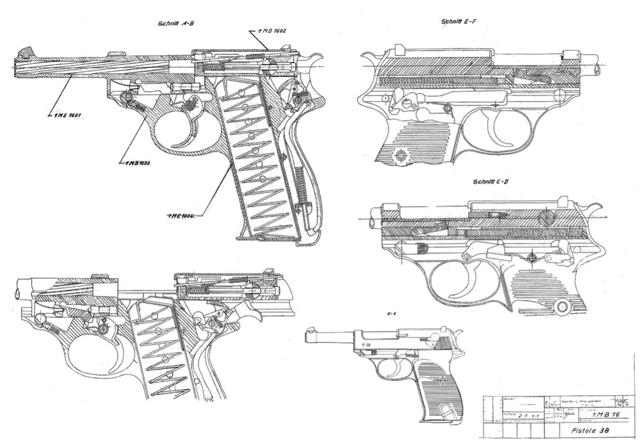 Complete P38 Walther Technical Data Plans