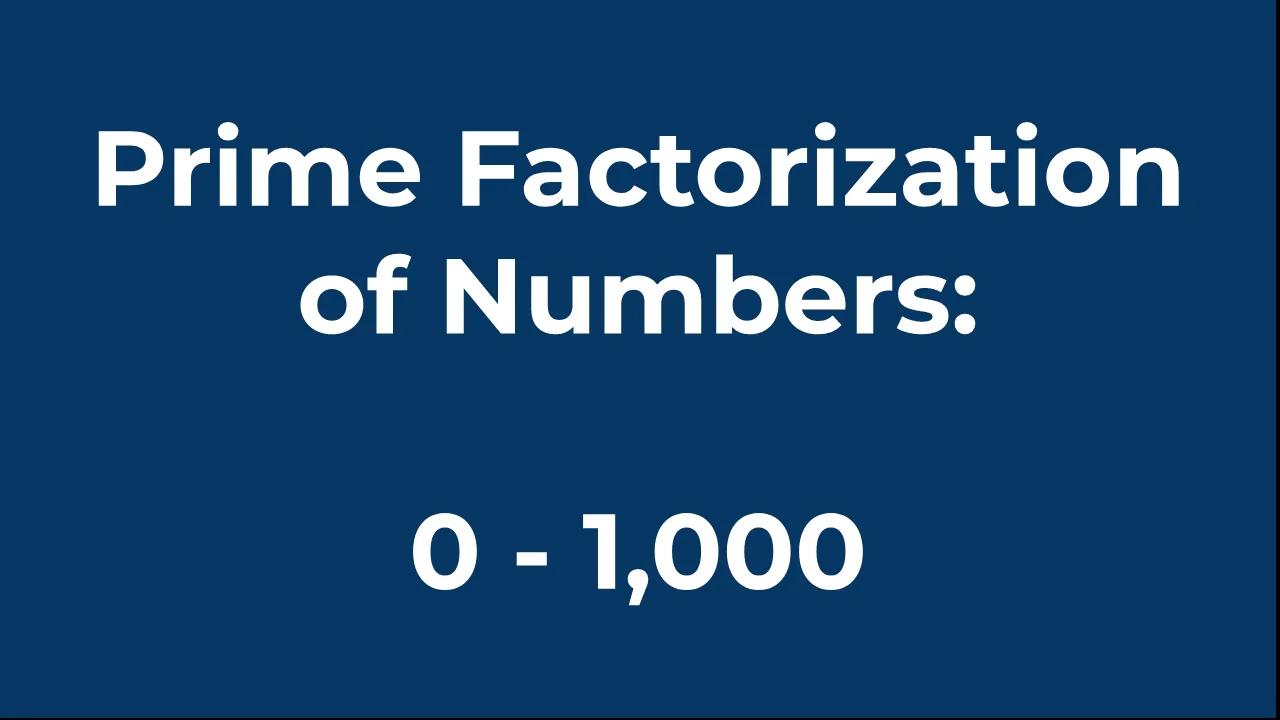 Prime Factorization of Numbers - 0 To 1,000