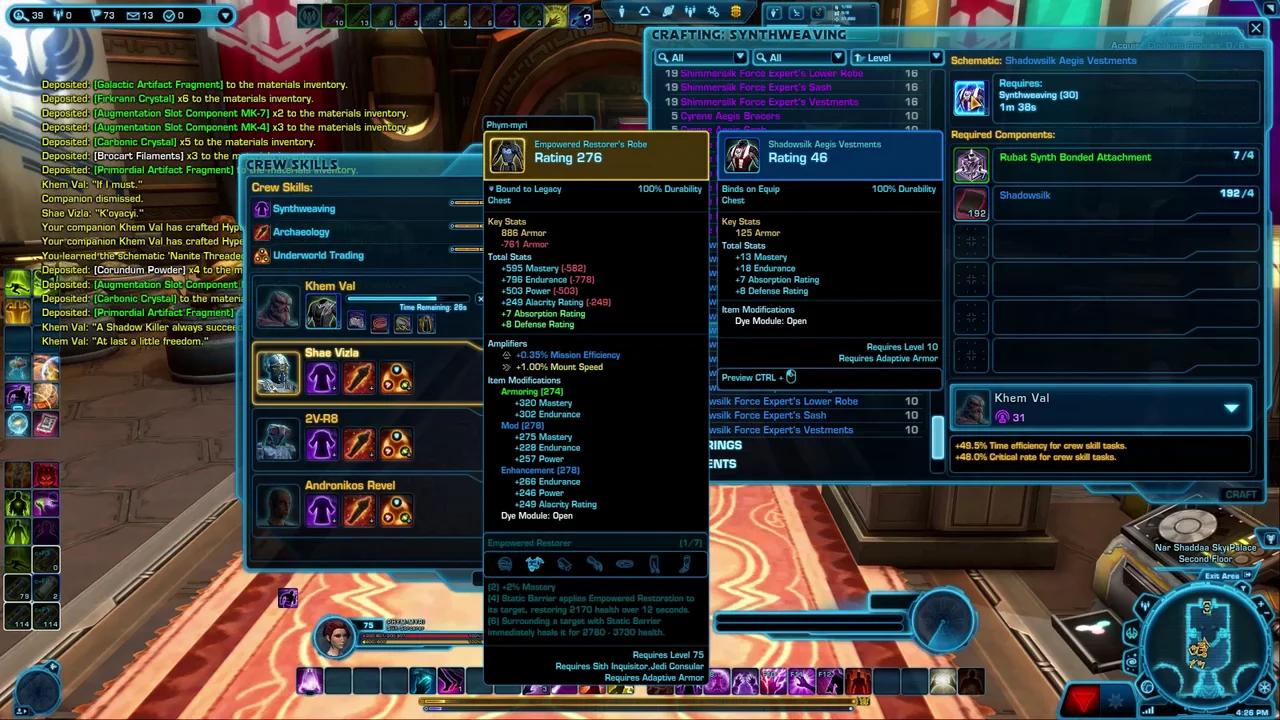 SWTOR Noob School: Crafting Armour For Your Toons