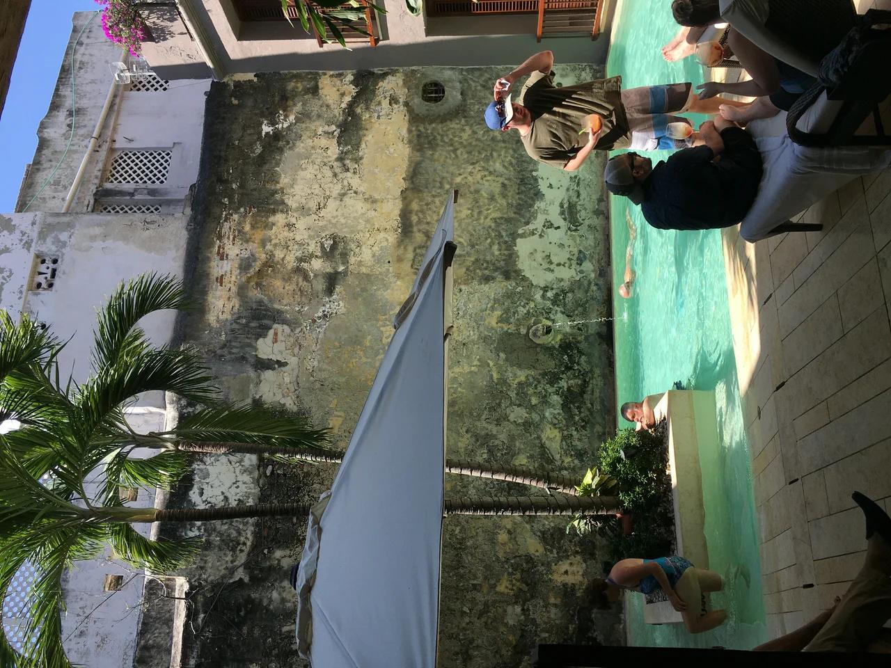 inside pool in Old City Cartagena