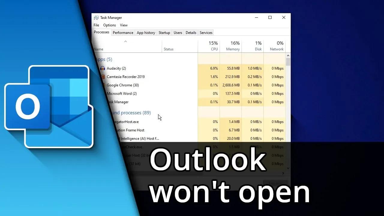 Outlook won't open | Outlook not opening Tutorial