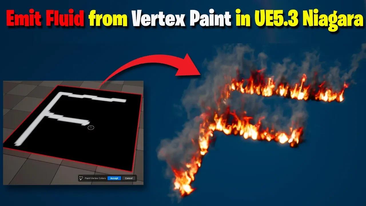 Emit Fluid from Vertex Paint in UE5.3 Niagara Tutorial | Download Files