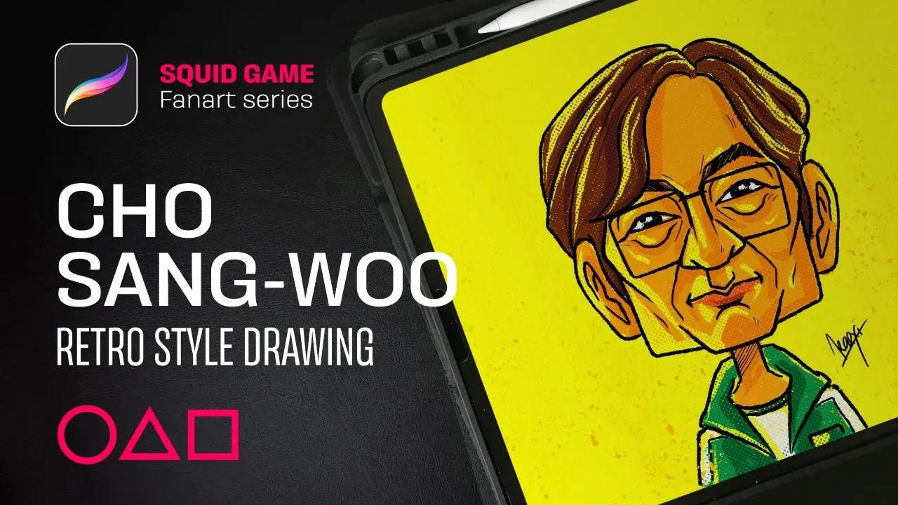 오징어 게임 Squid Game Cho Sang-woo Retro Style Drawing | Procreate art