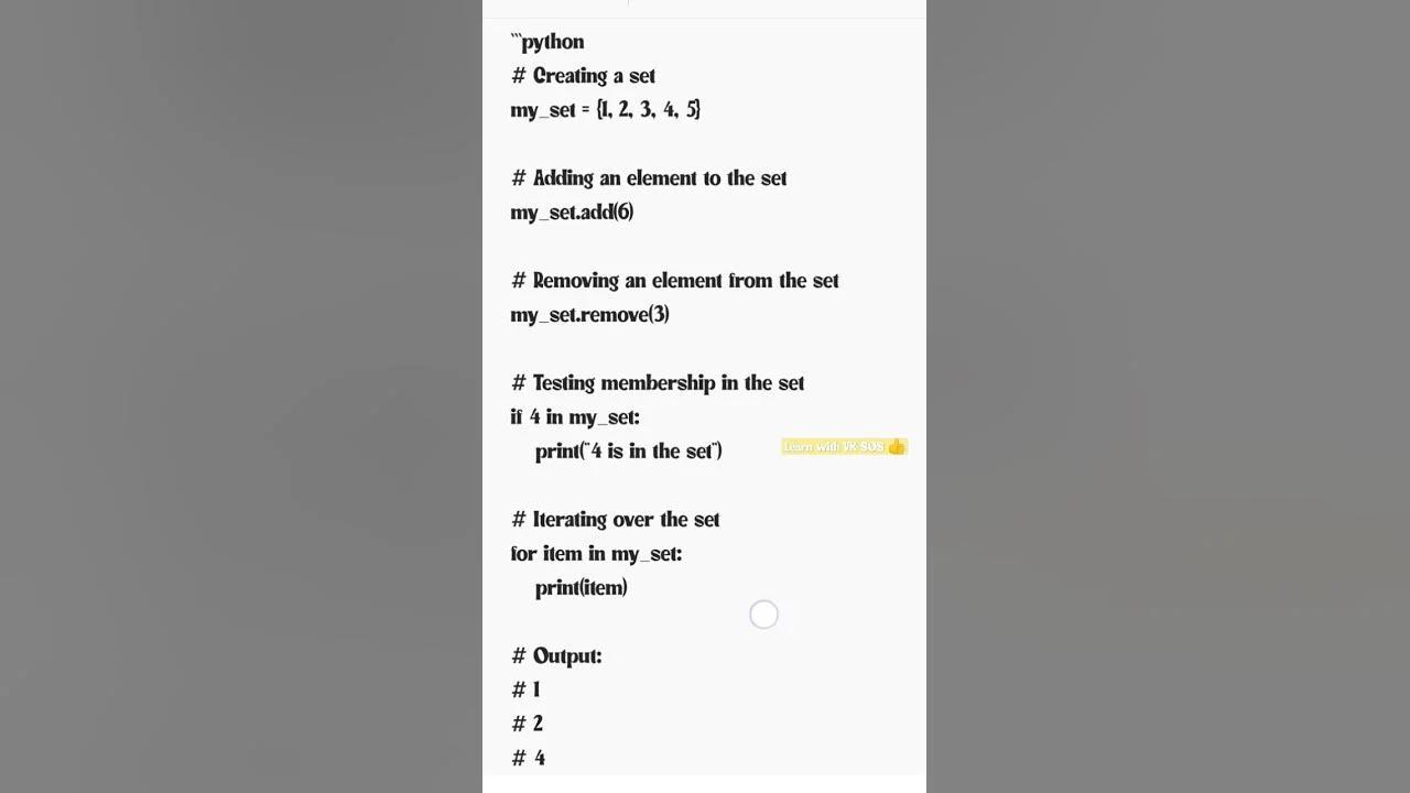 Set Data Type In Python Data 9 Python Pythonprogramming Coding 7290